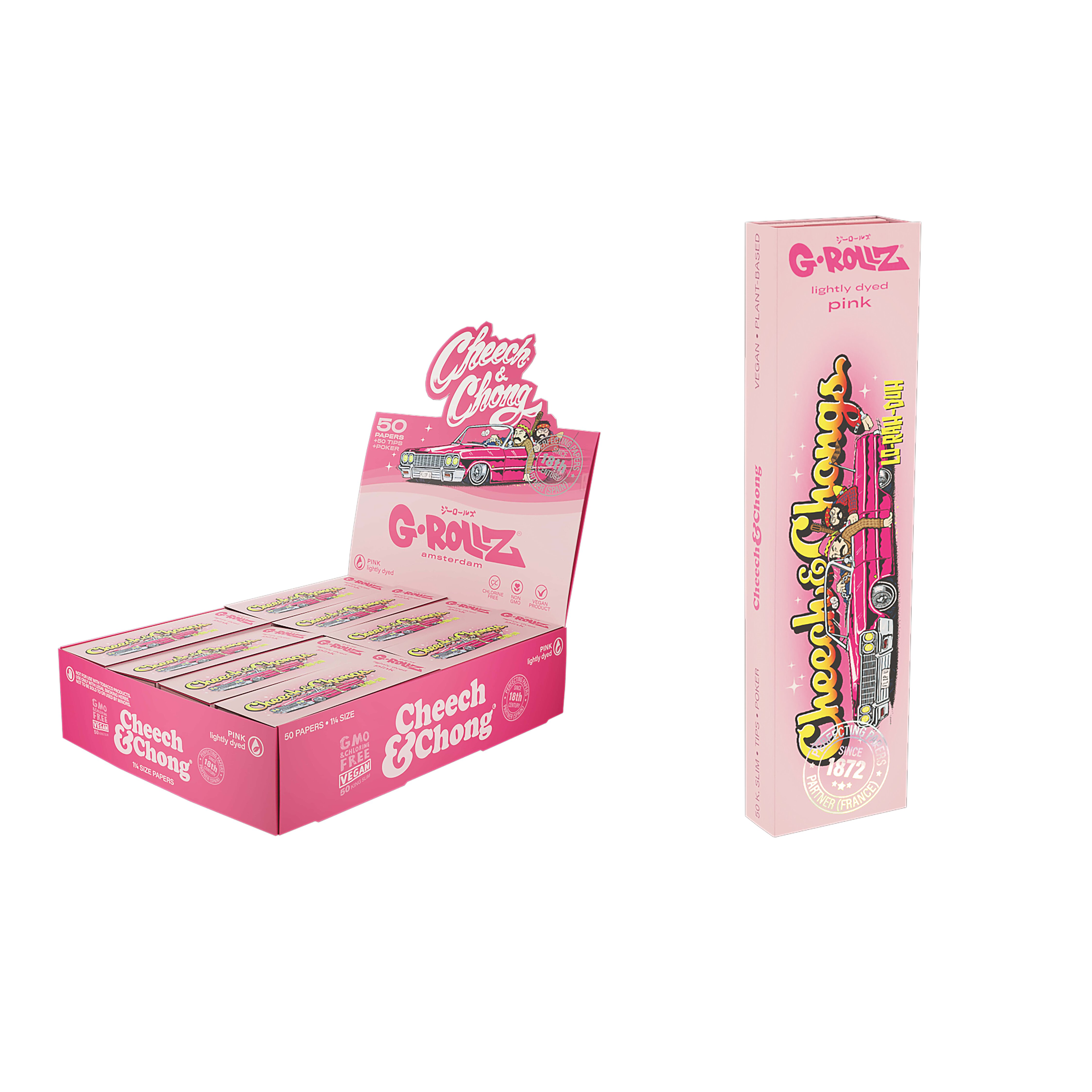 G-ROLLZ | Cheech & Chong(TM) 'Lowrider' Pink - 50 1 1/4 Papers + Tips ...