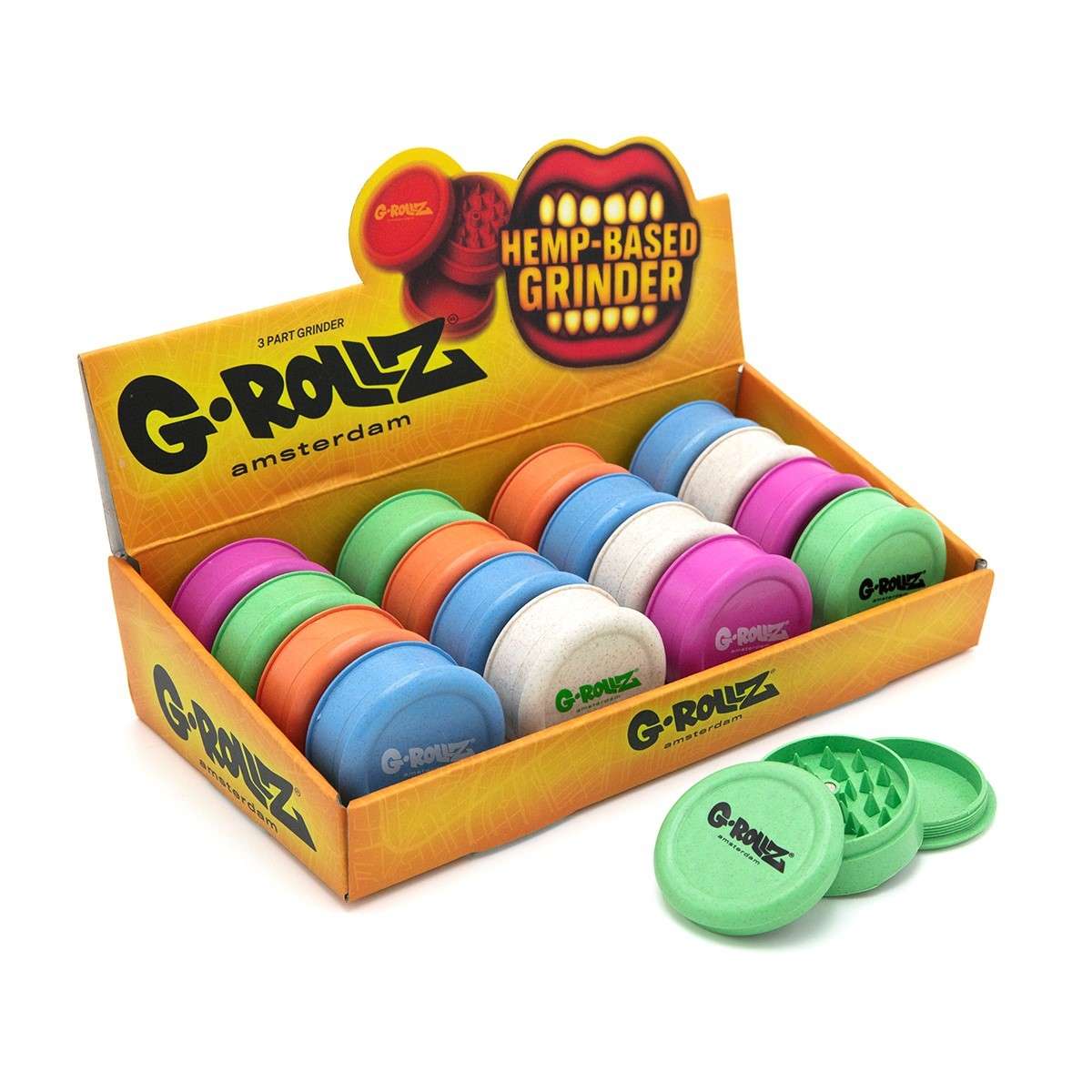 G-Rollz | Hemp 3-Part Grinder - Ø60mm Mix color (16pcs/display) | G ...