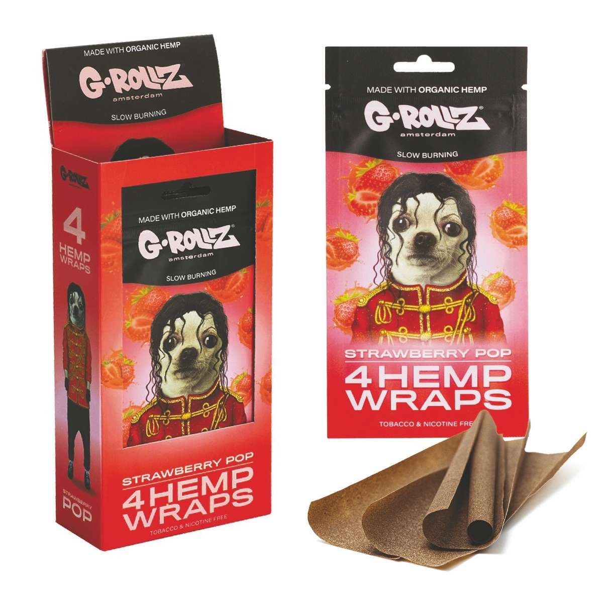 G-Rollz | 4x 'Strawberry Pop' Hemp Wraps (15 Pack Display, 60 Wraps ...