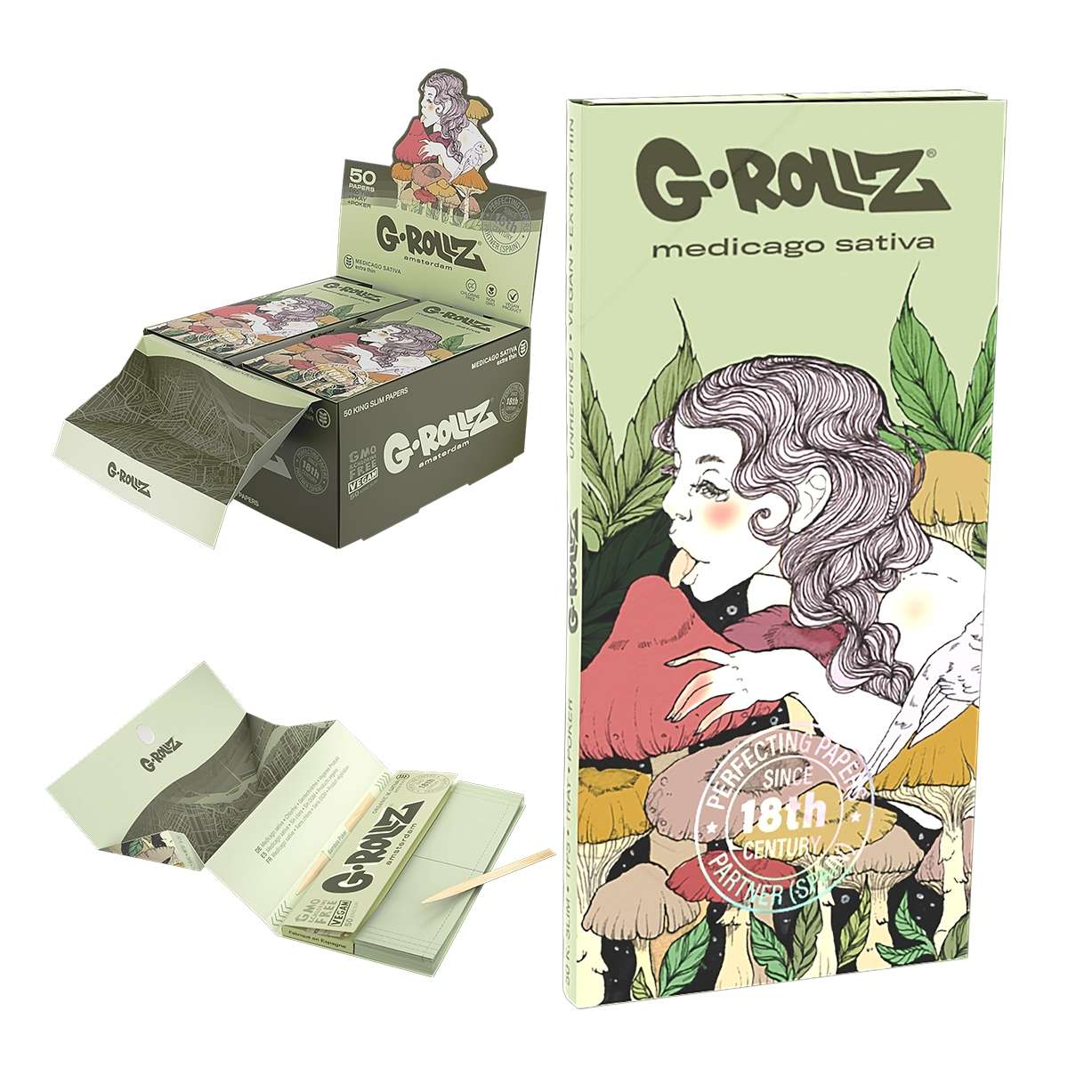 G-Rollz | 'Mushroom Lick' Medicago Sativa - 50 KS Slim Papers + Tips ...