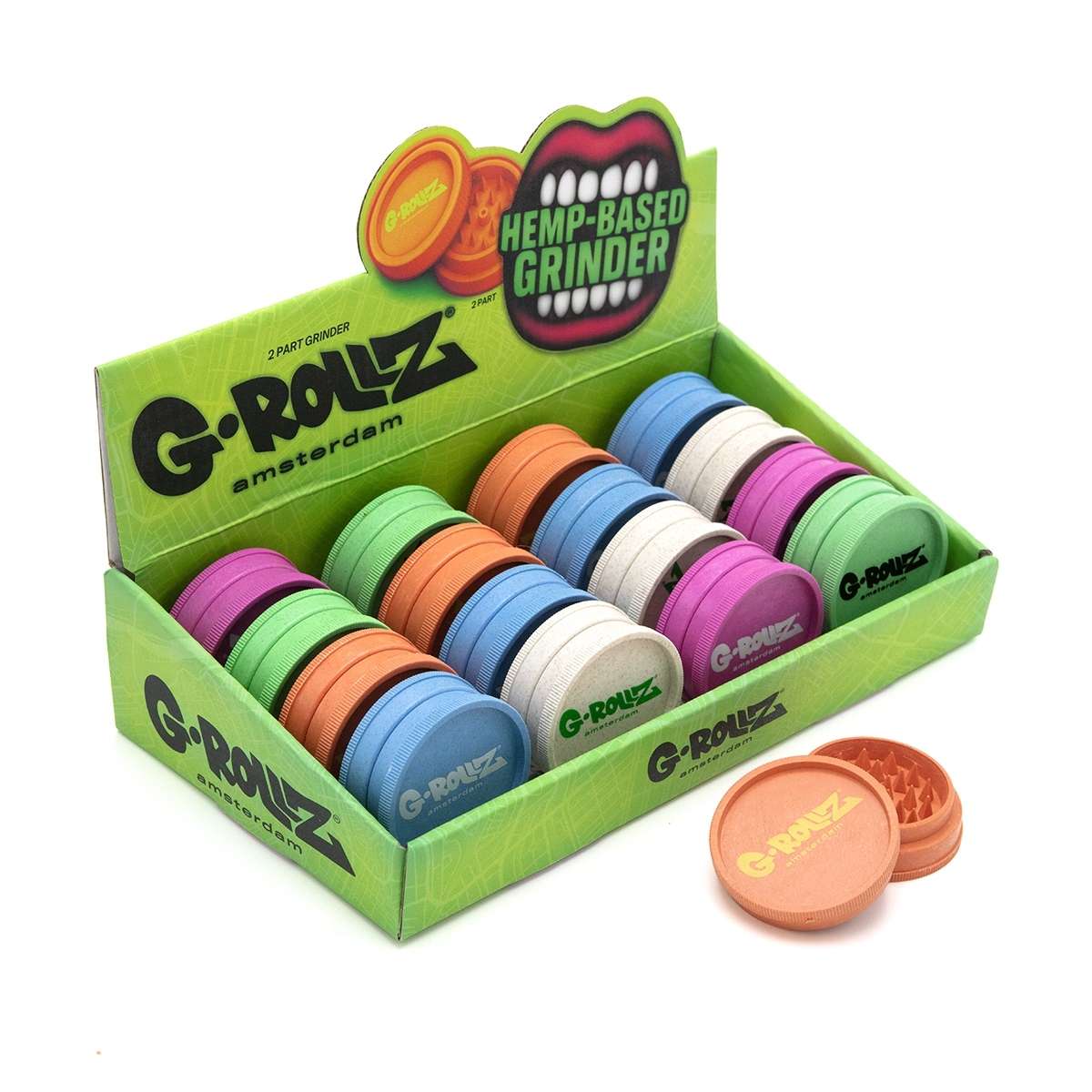 G-Rollz | Hemp 2-Part Grinder - Ø60mm Mix color (16pcs/display) | G ...