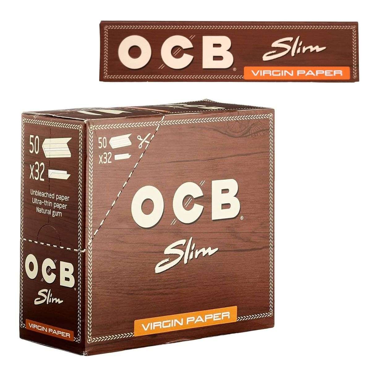 OCB | Unbleached Virgin King Size Slim Papers (50 Booklets ...